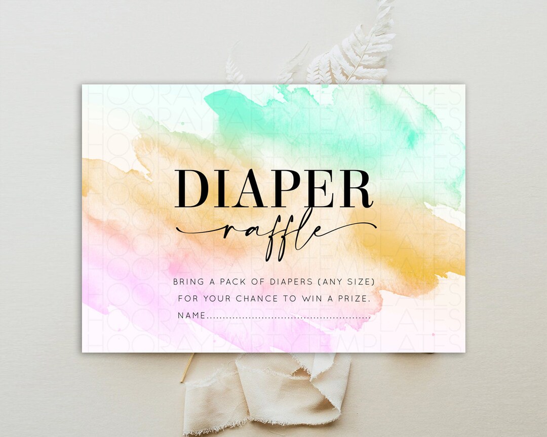 Pastel Diaper Raffle Pastel Watercolor Diaper Raffle Insert - Etsy