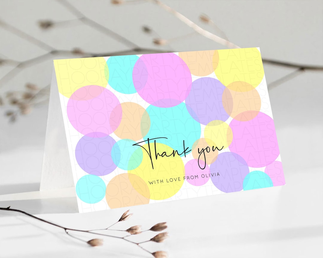 Pastel Thank You Card Pastel Confetti Thank You Pastel Colors - Etsy