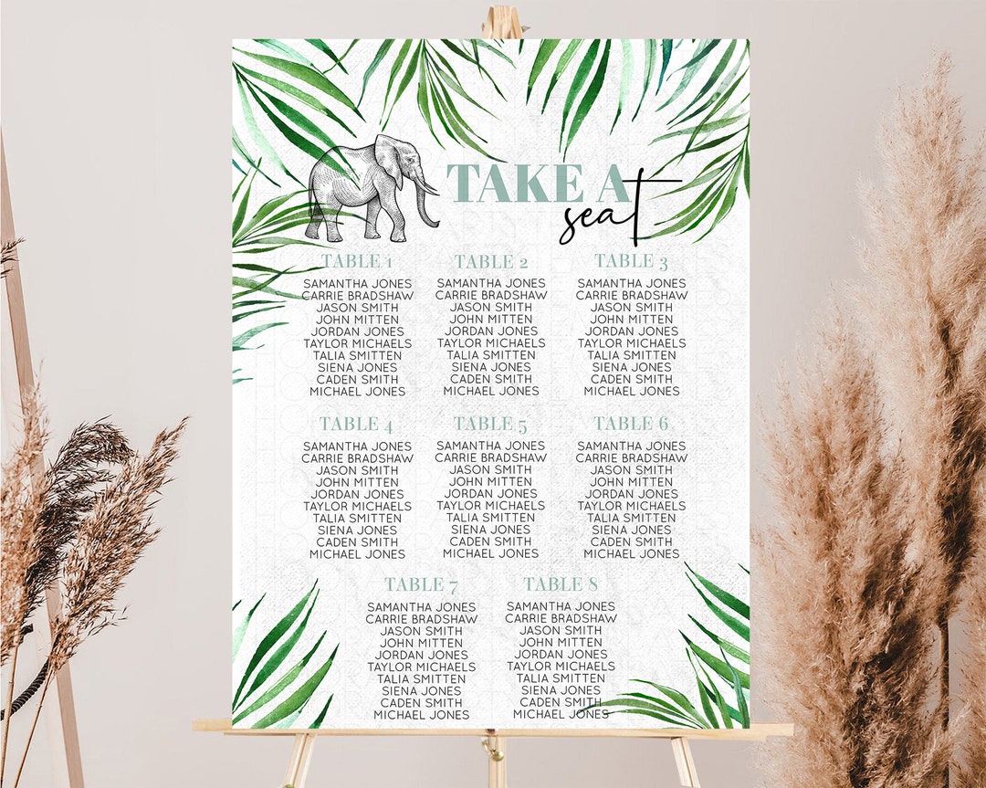 Elephant Seating Chart Elephant Seating Board Elephant Party - Etsy
