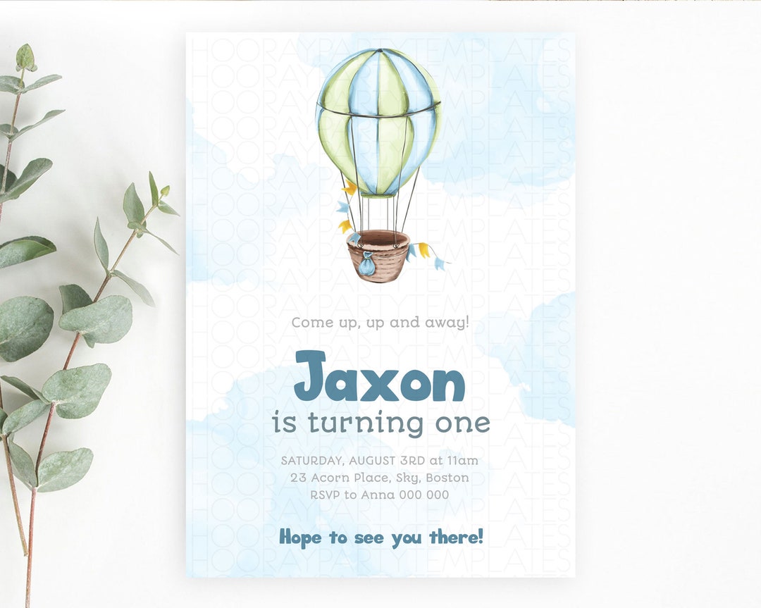 Hot Air Balloon Birthday Invite Hot Air Balloon Party MR - Etsy