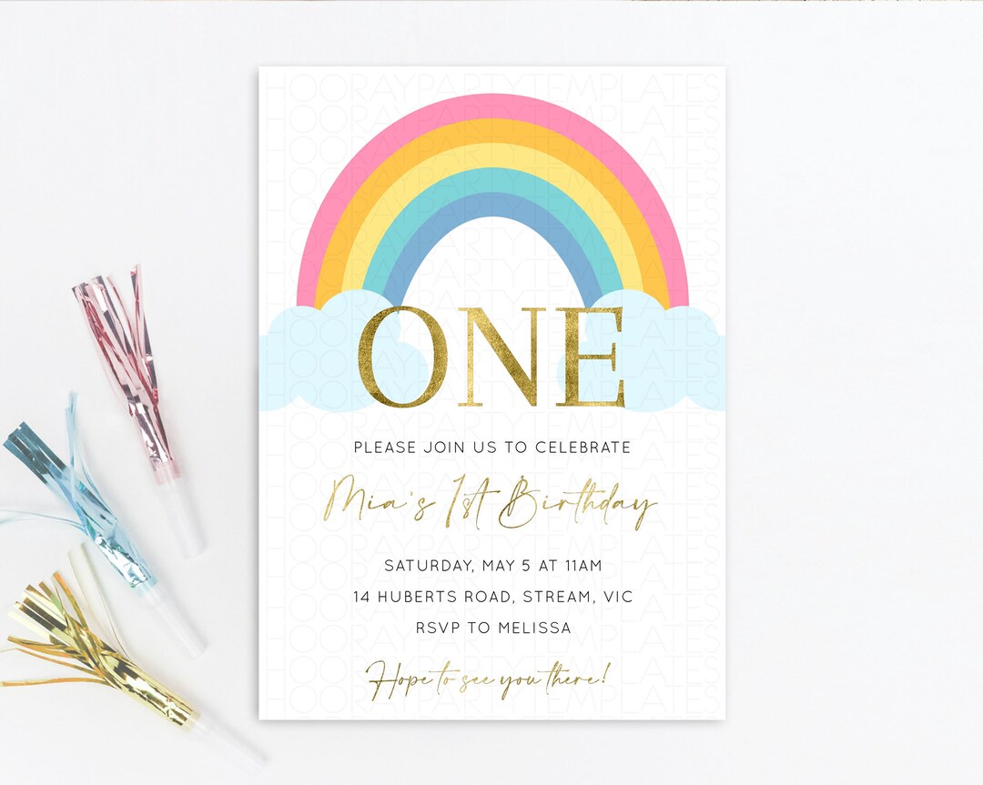 Pastel Rainbow Birthday Invitation Boho Rainbow Birthday - Etsy