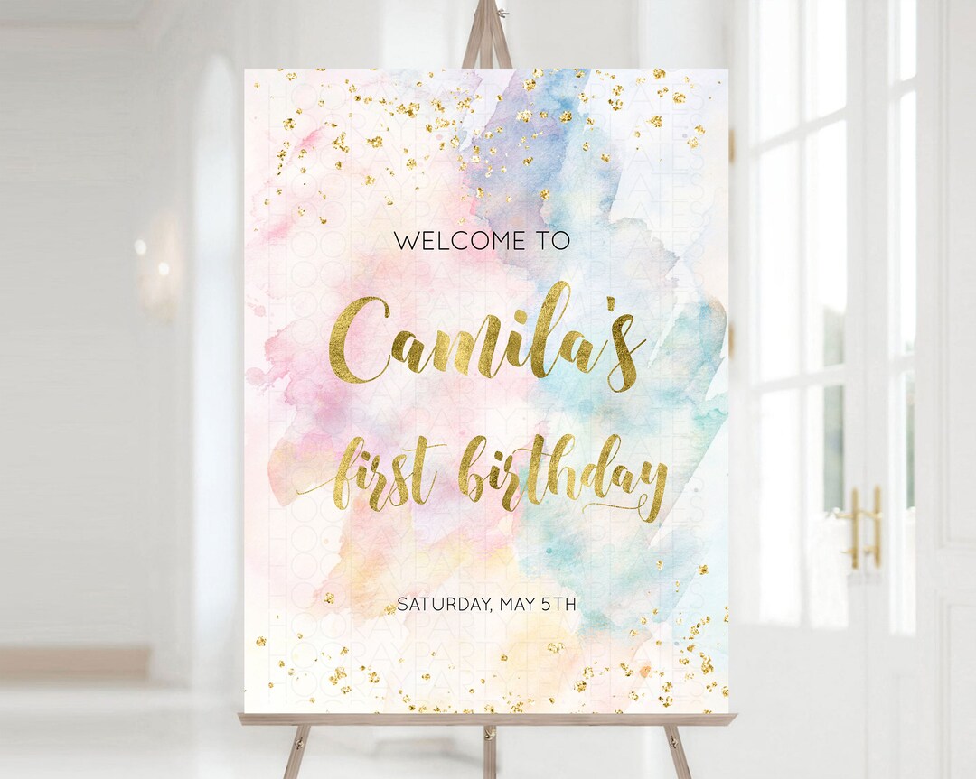 Pastel Welcome Sign Pastel Watercolor Welcome Board Splash Rainbow ...