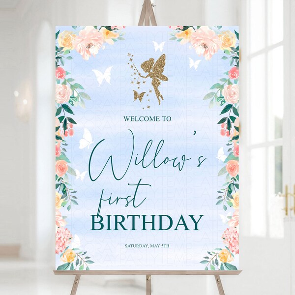 Fairy 1st Birthday Welcome Sign - Etsy