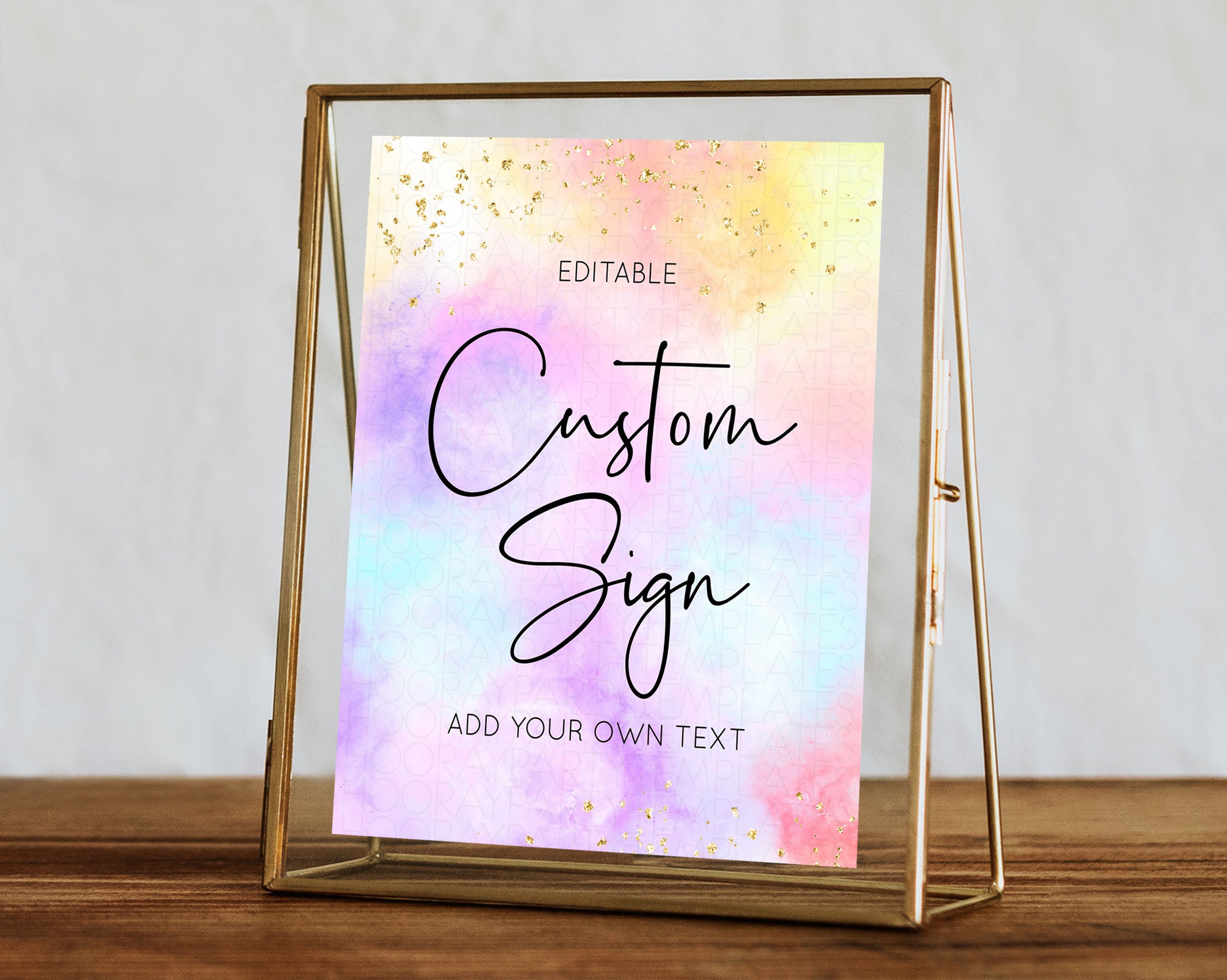 Pastel Table Sign Pastel Watercolor Party Table Sign Splash Rainbow ...