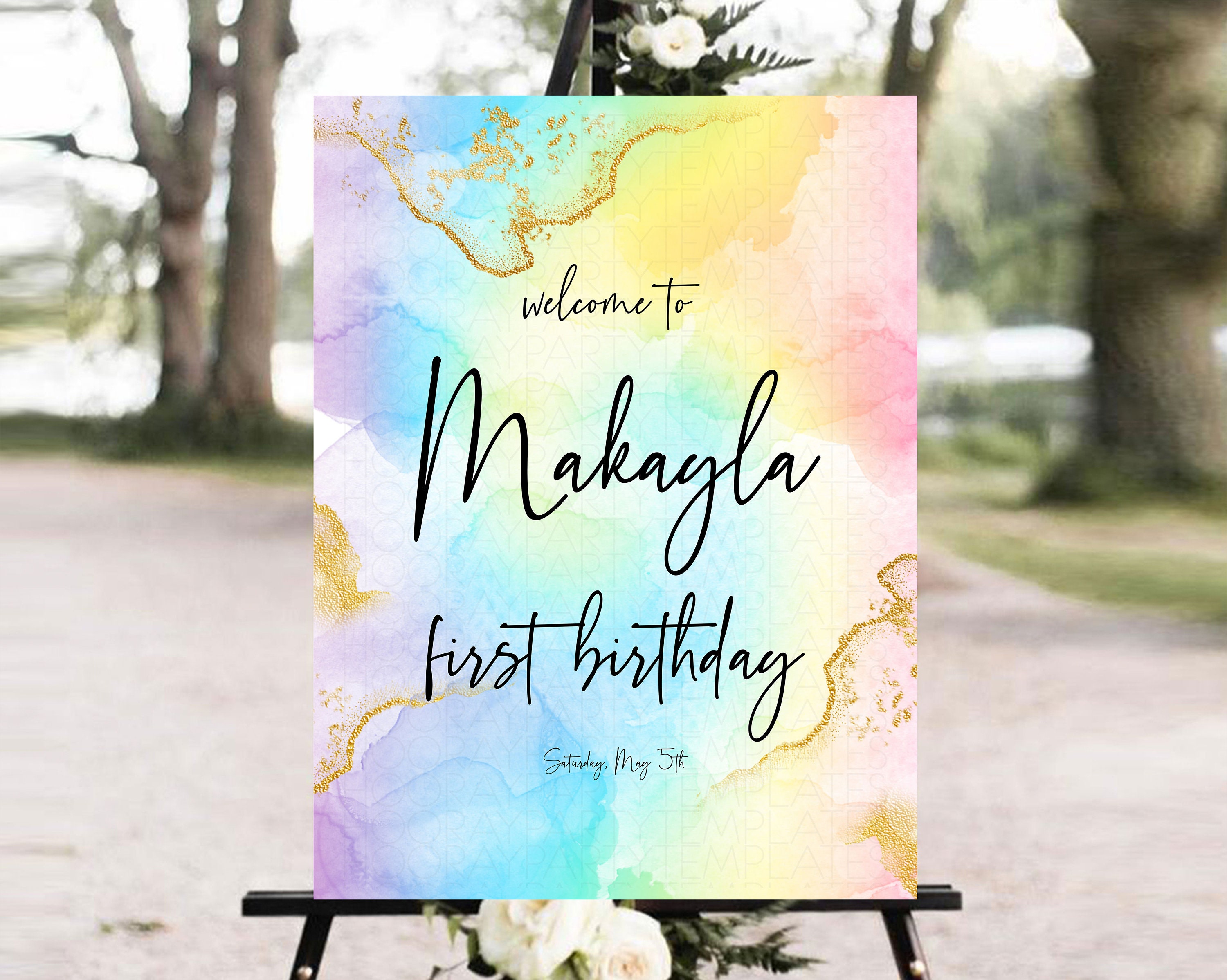 Pastel Welcome Sign Pastel Watercolor Welcome Board Splash Rainbow ...