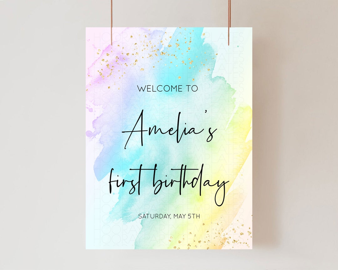 Pastel Welcome Sign Pastel Watercolor Welcome Board Splash - Etsy