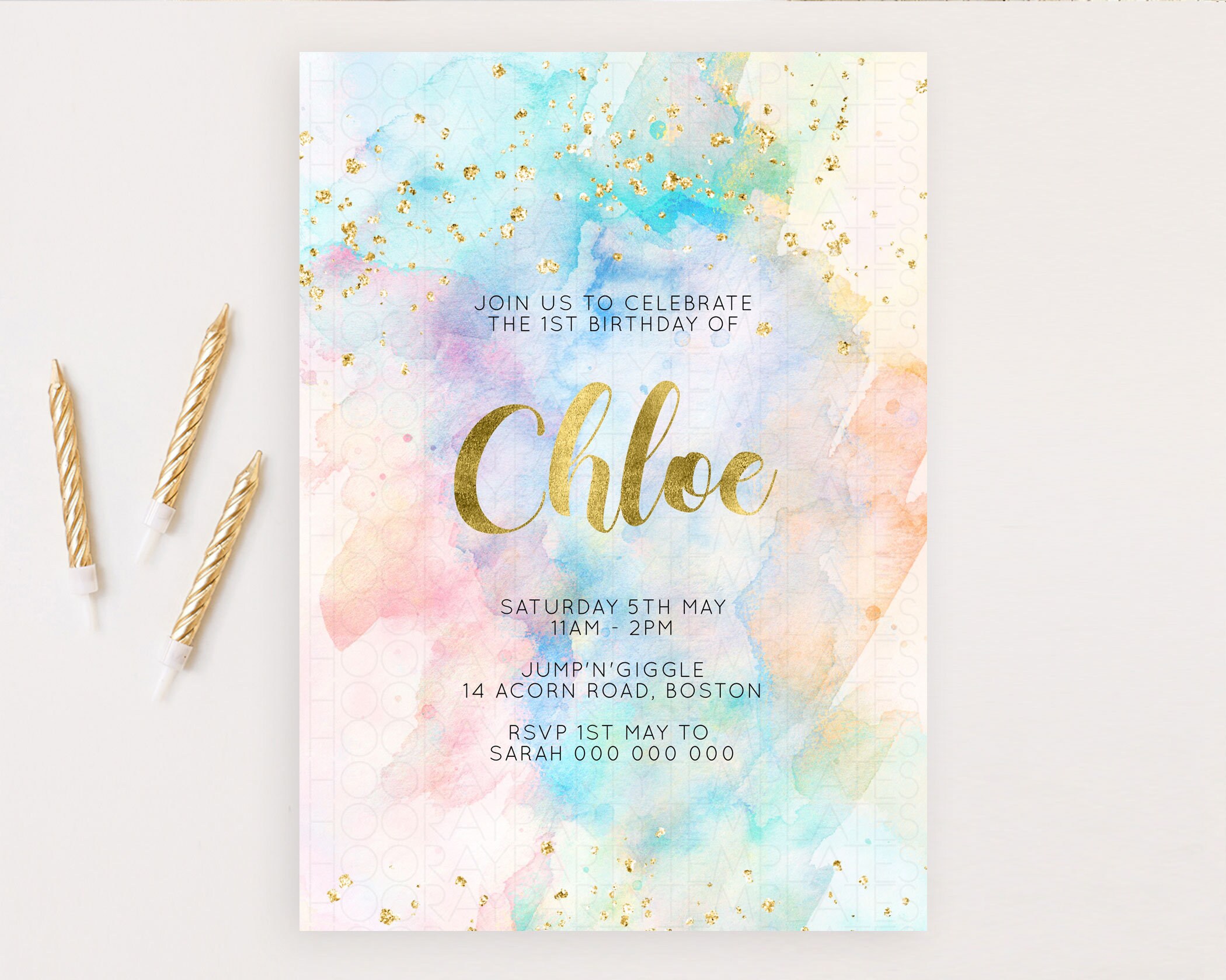 Invitación de cumpleaños pastel Pastel acuarela invitar - Etsy México