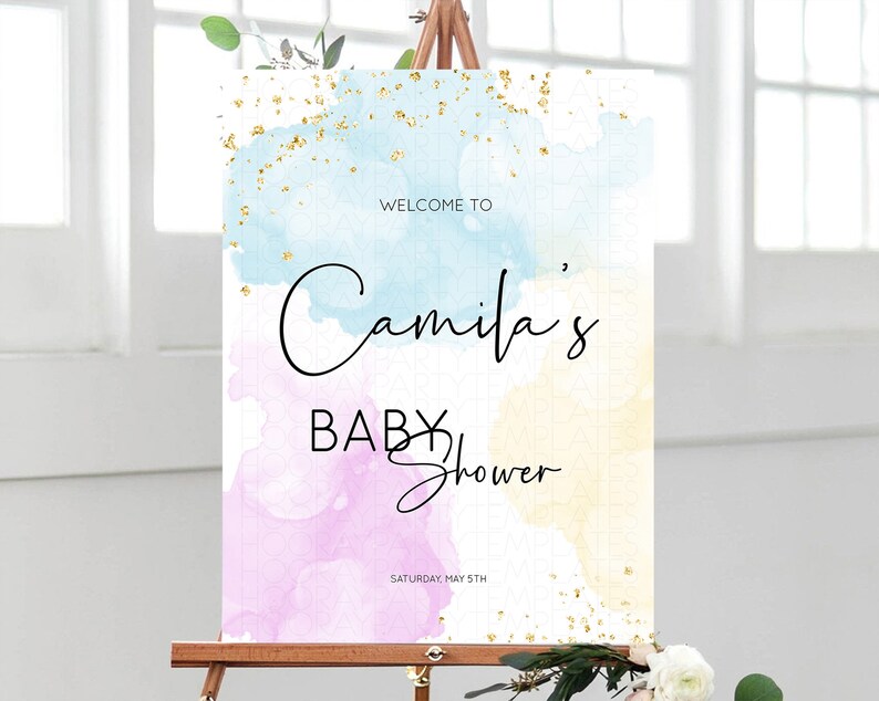 Pastel Welcome Sign Pastel Watercolor Welcome Board Splash - Etsy