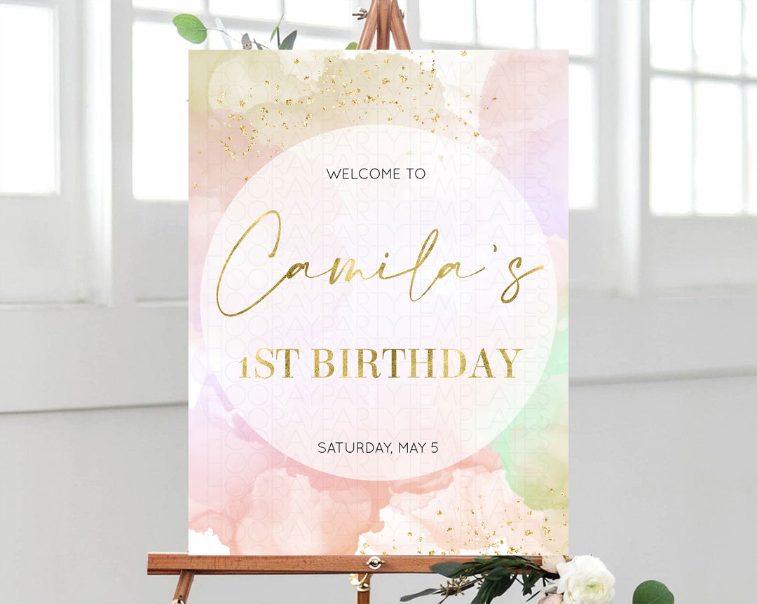 Pastel Welcome Sign Pastel Watercolor Welcome Board Splash - Etsy