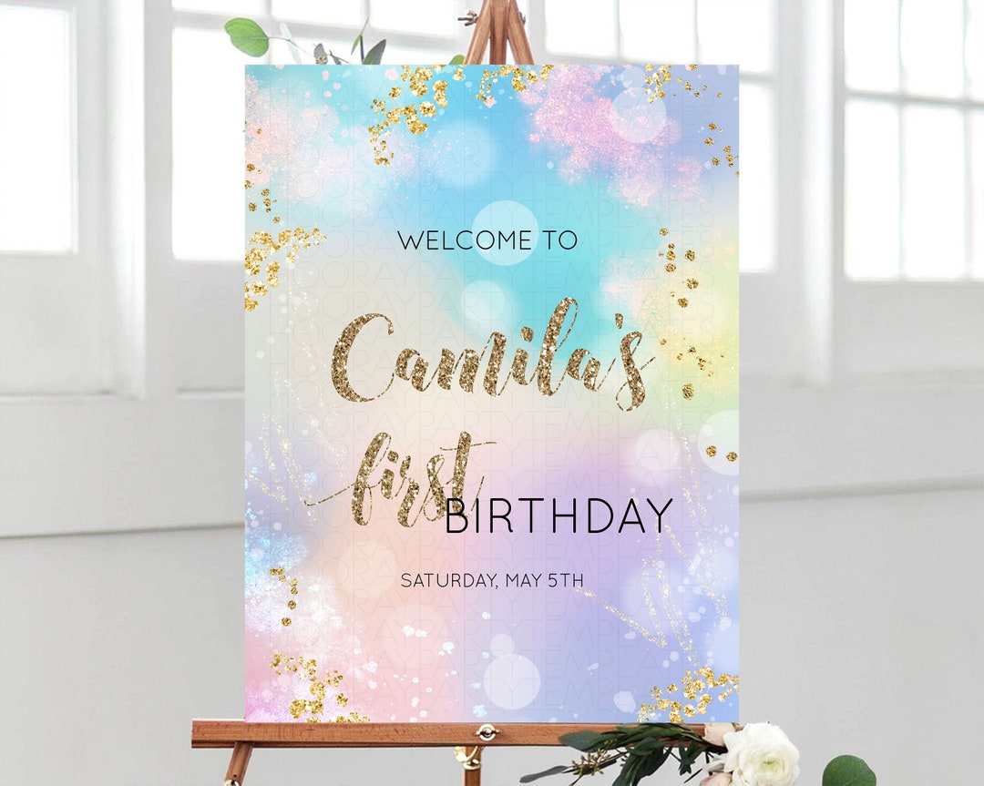 Pastel Welcome Sign Pastel Watercolor Welcome Board Splash Rainbow ...