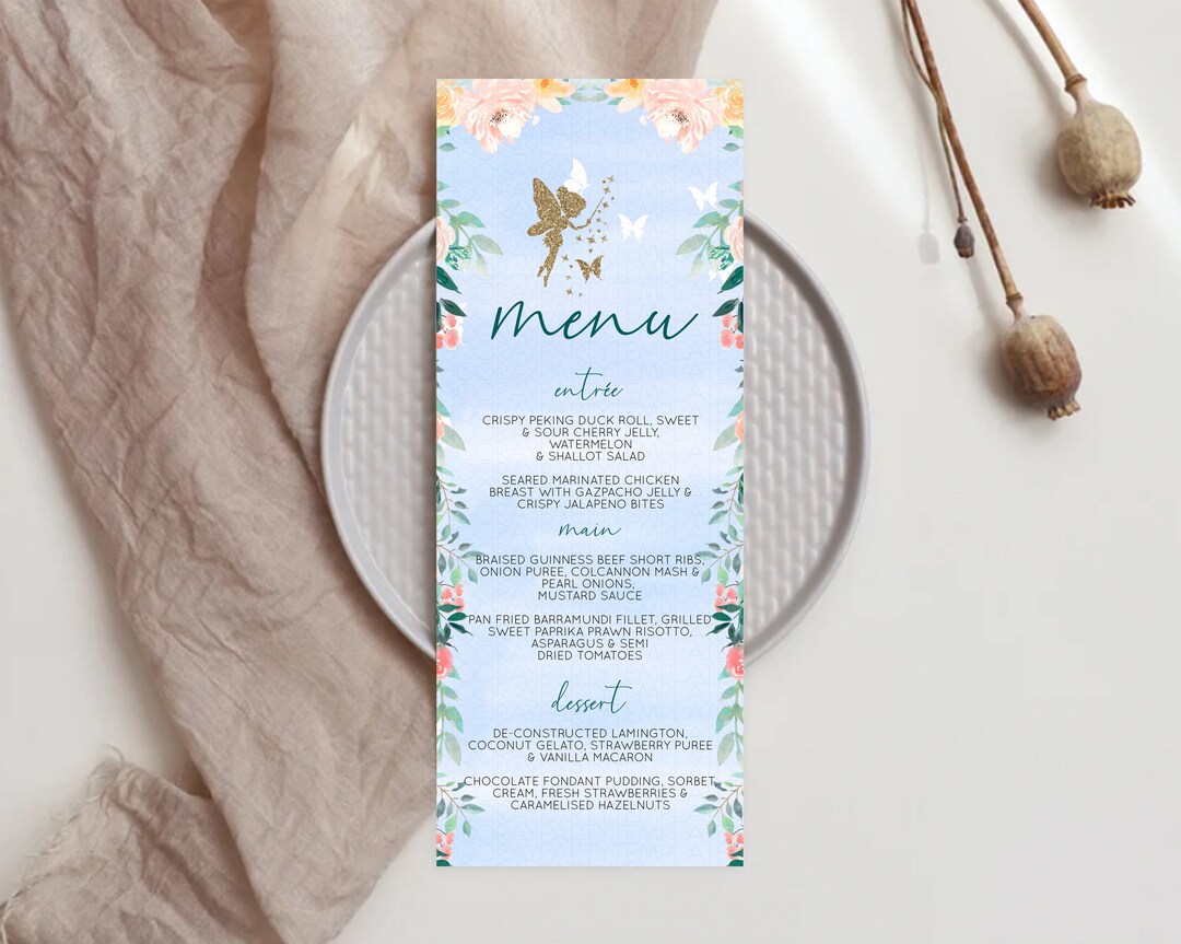 Fairy Menu Fairy Party Menu Secret Garden Decor Enchanted - Etsy