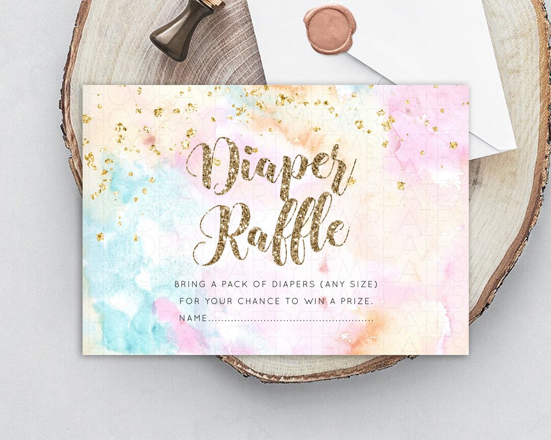 Pastel Diaper Raffle Pastel Watercolor Diaper Raffle Insert - Etsy