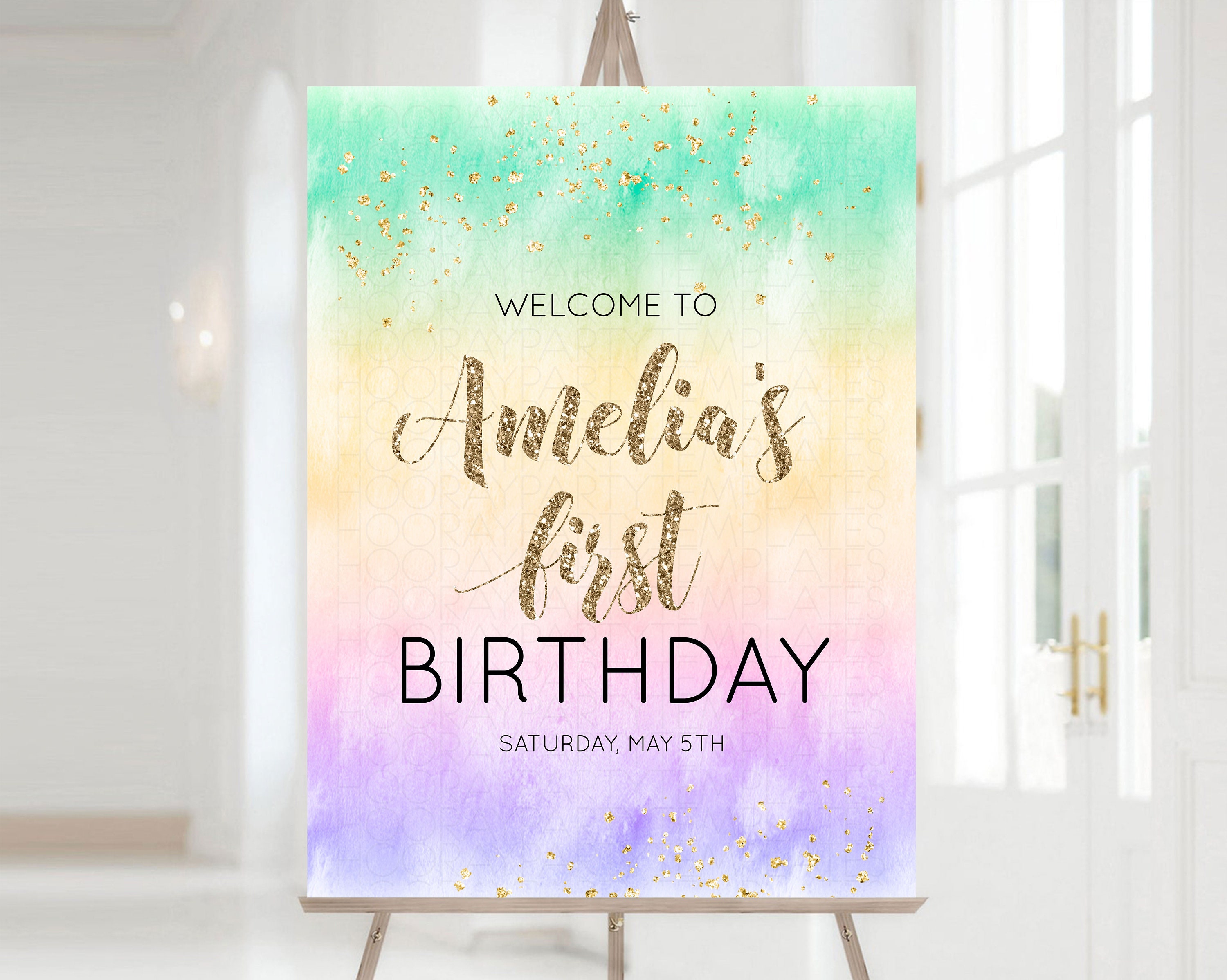 Pastel Welcome Sign Pastel Watercolor Welcome Board Splash Rainbow ...
