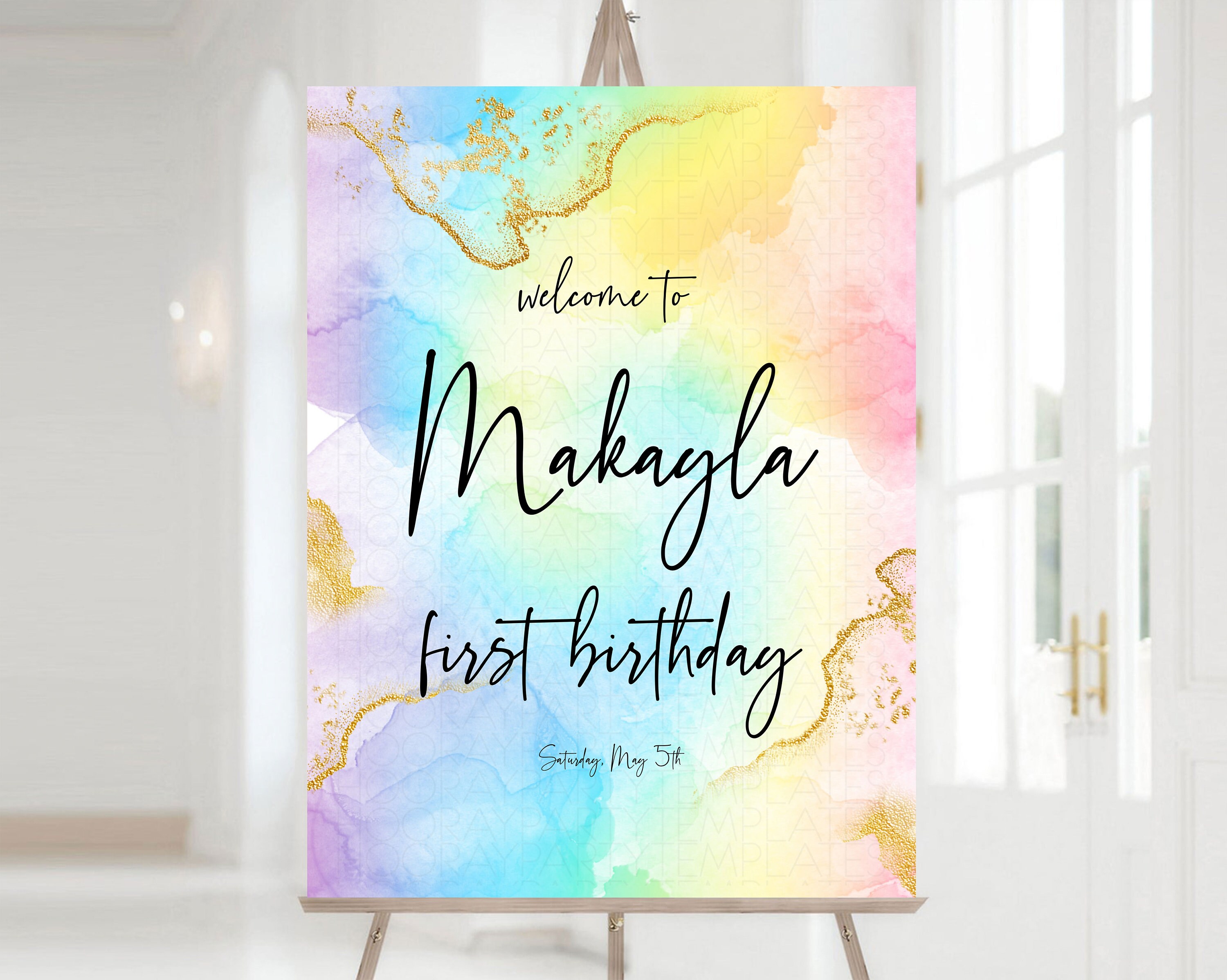 Pastel Welcome Sign Pastel Watercolor Welcome Board Splash Rainbow ...