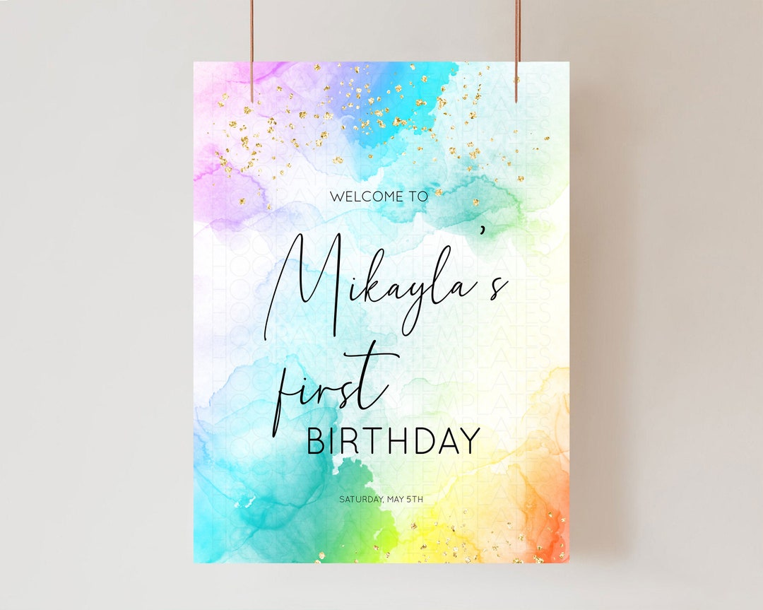 Pastel Welcome Sign Pastel Watercolor Welcome Board Splash Rainbow ...