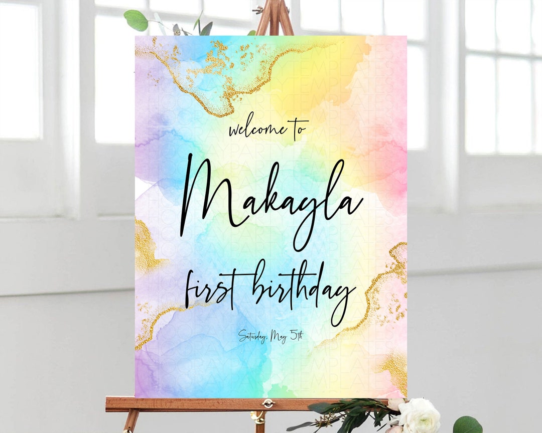 Pastel Welcome Sign Pastel Watercolor Welcome Board Splash Rainbow ...