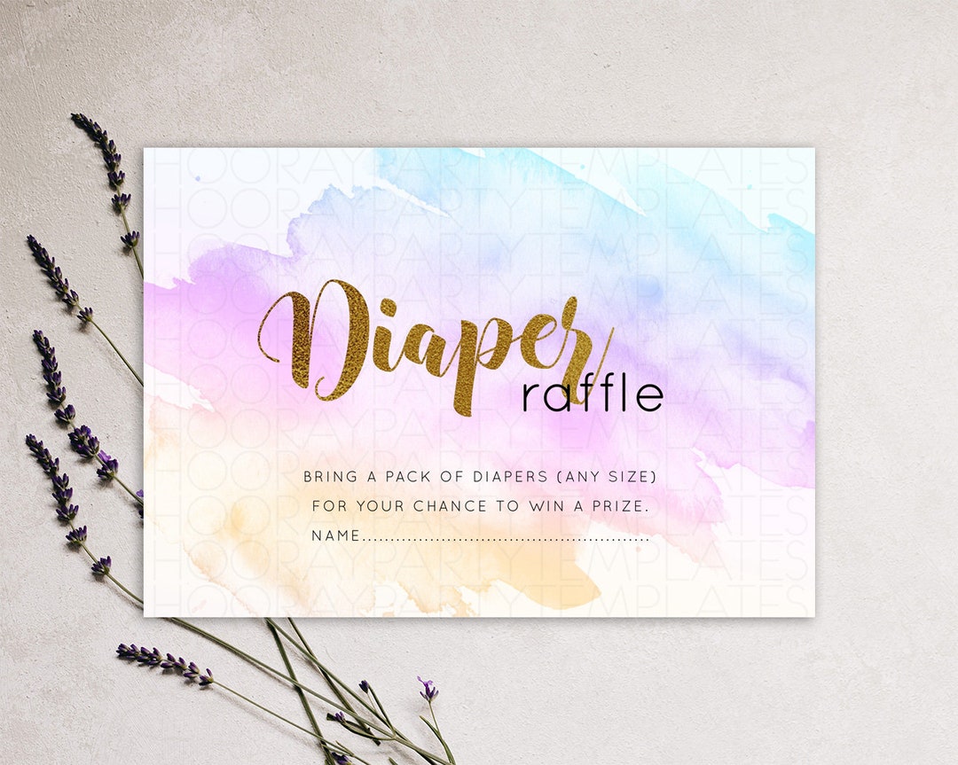 Pastel Diaper Raffle Pastel Watercolor Diaper Raffle Insert - Etsy