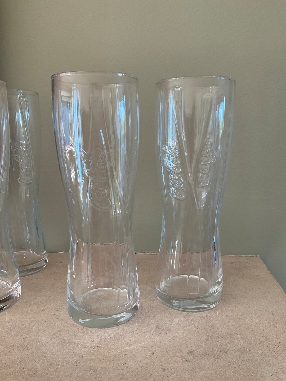 A Pair of 19cm Tall Coca-cola Coke Glasses, Tall Glass Tumblers, Long ...
