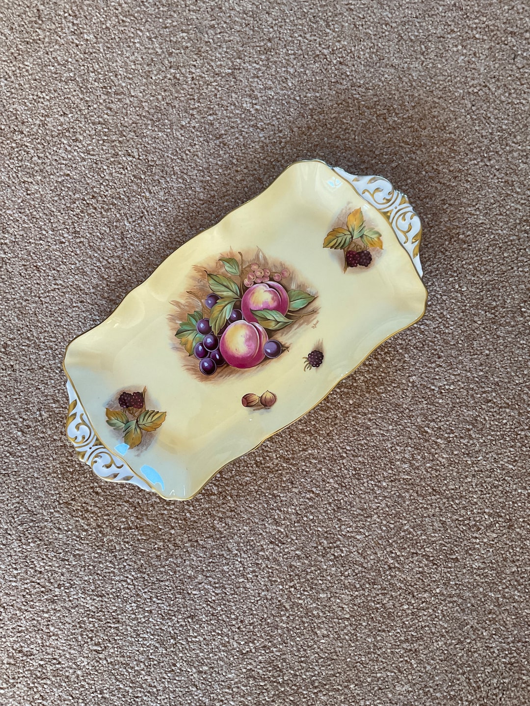 Rare Aynsley Orchard Gold Fluted Sandwich Tray Aynsley - Etsy