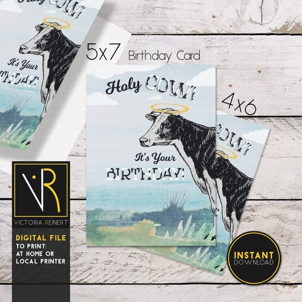 Printable Cow Birthday Card - Etsy