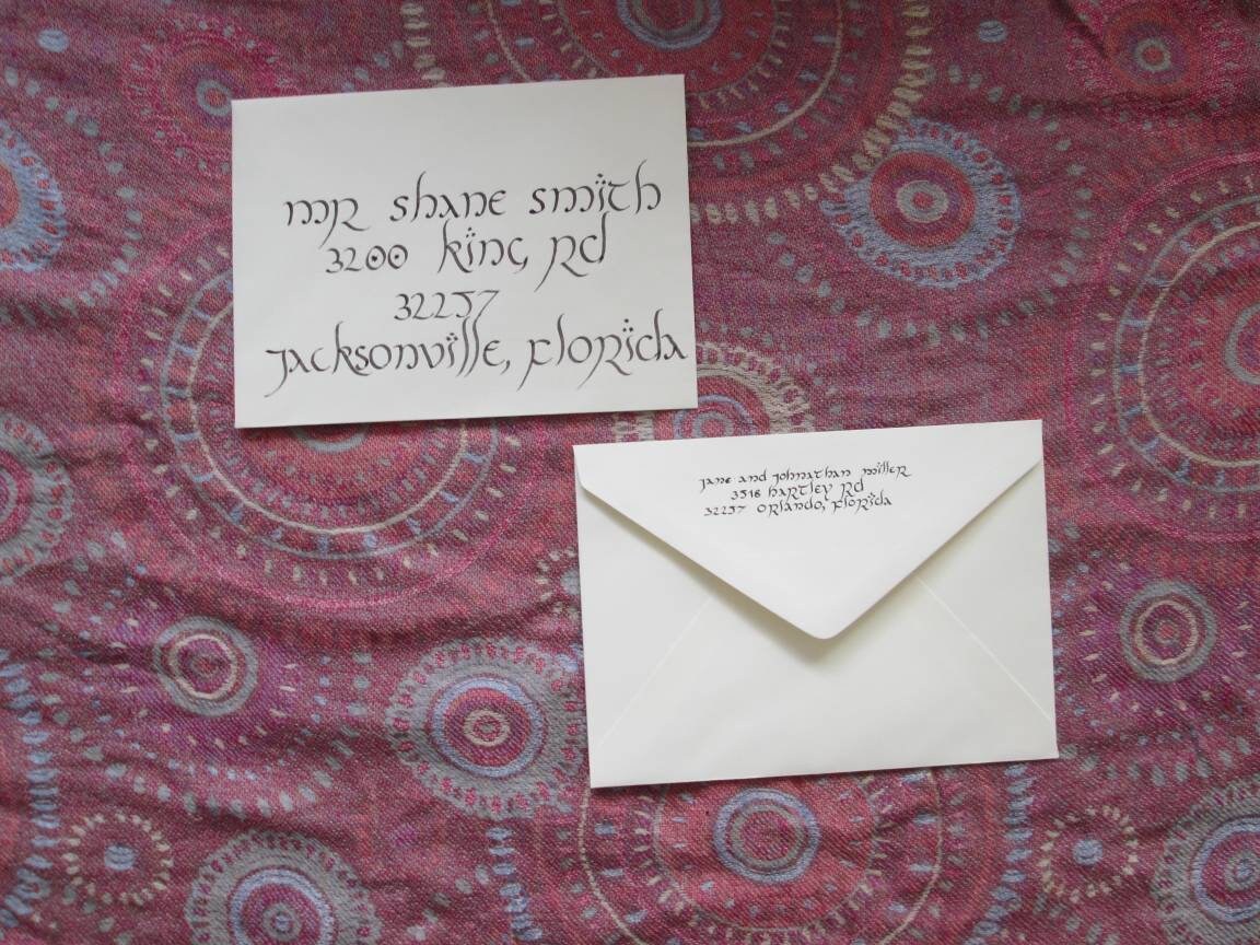 Elvish fantasy style hand lettered calligraphy envelope | Etsy
