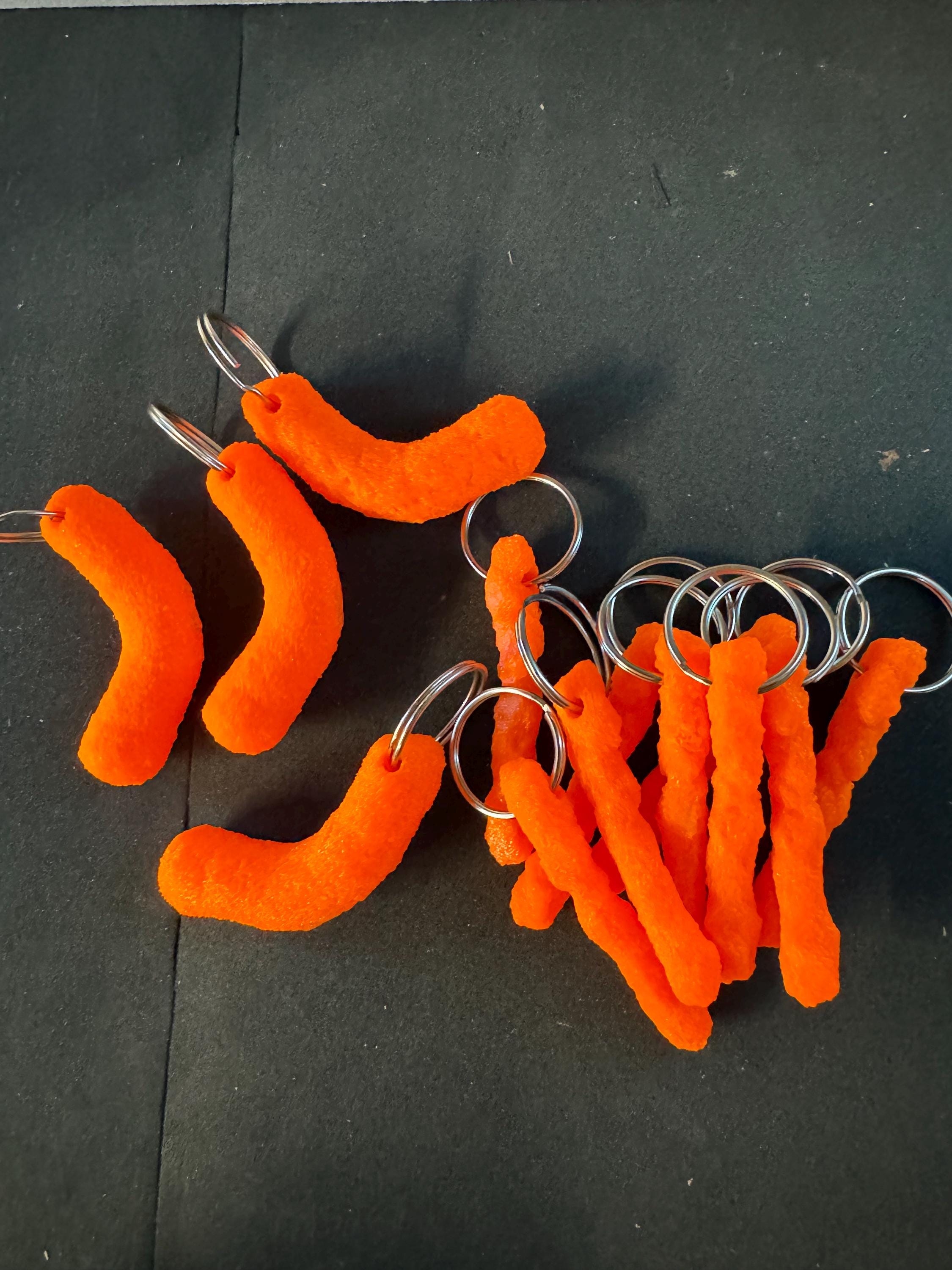 3D Printed Cheese Puff Snacks Inspired Keychains Textured Wacky ...