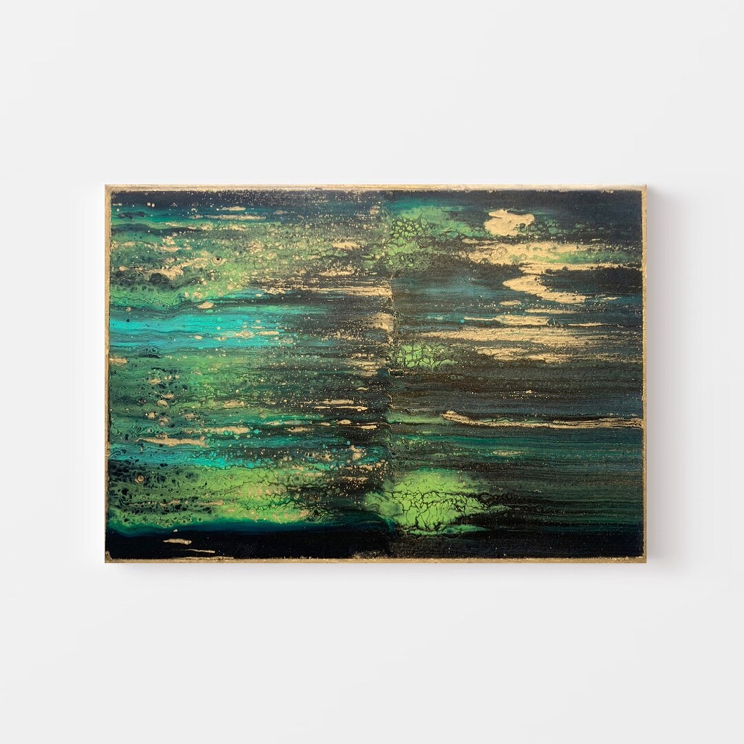 BABY CROC 21x30cm Original Green Gold Acrylic Swipe Painting ...