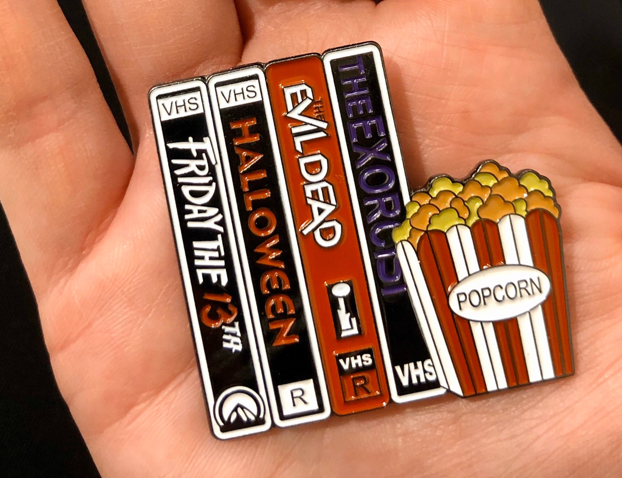 VHS and Popcorn Enamel Pin - Etsy