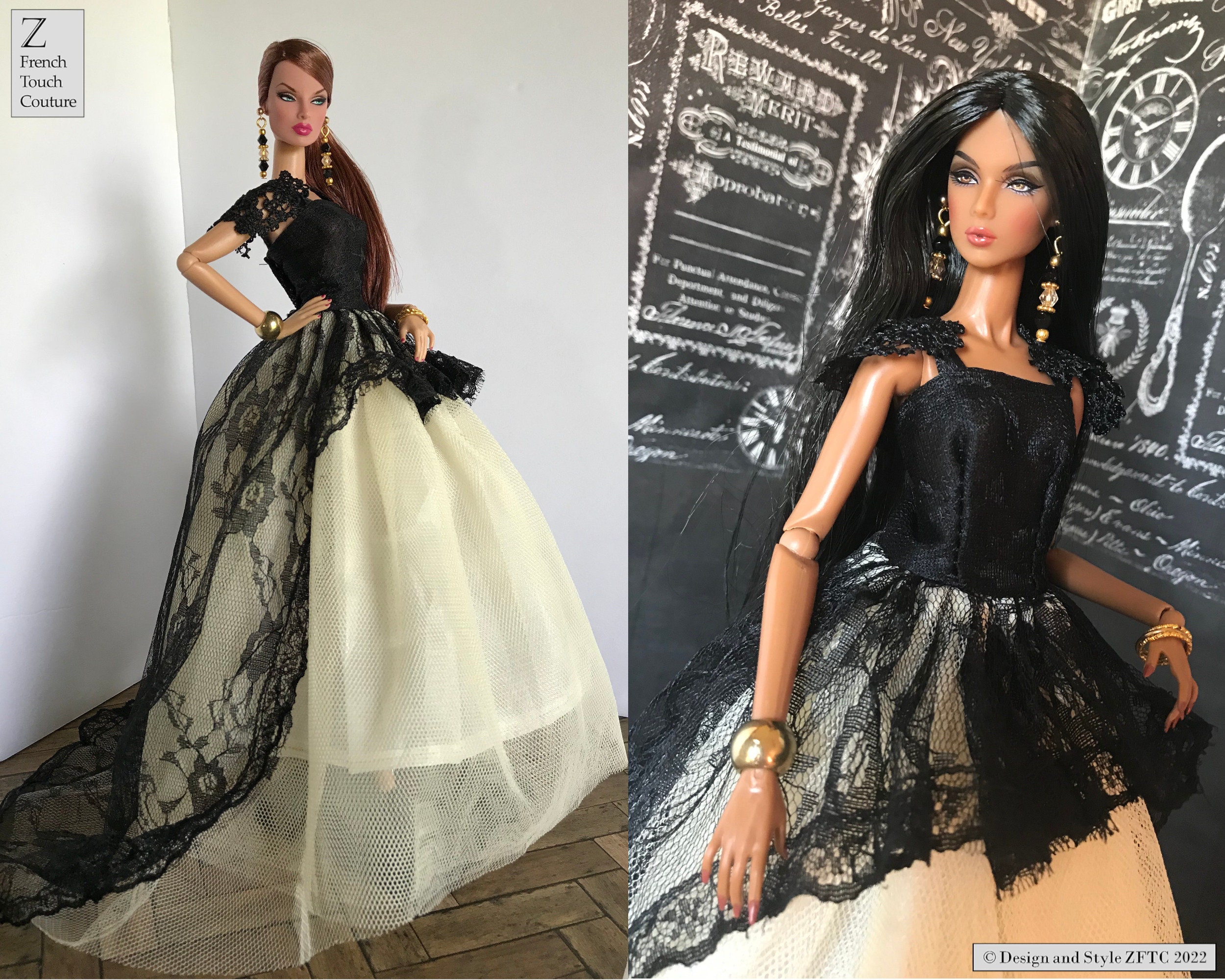 Dolls dress Barbie party black prom dress ballgown Stunning dress ...