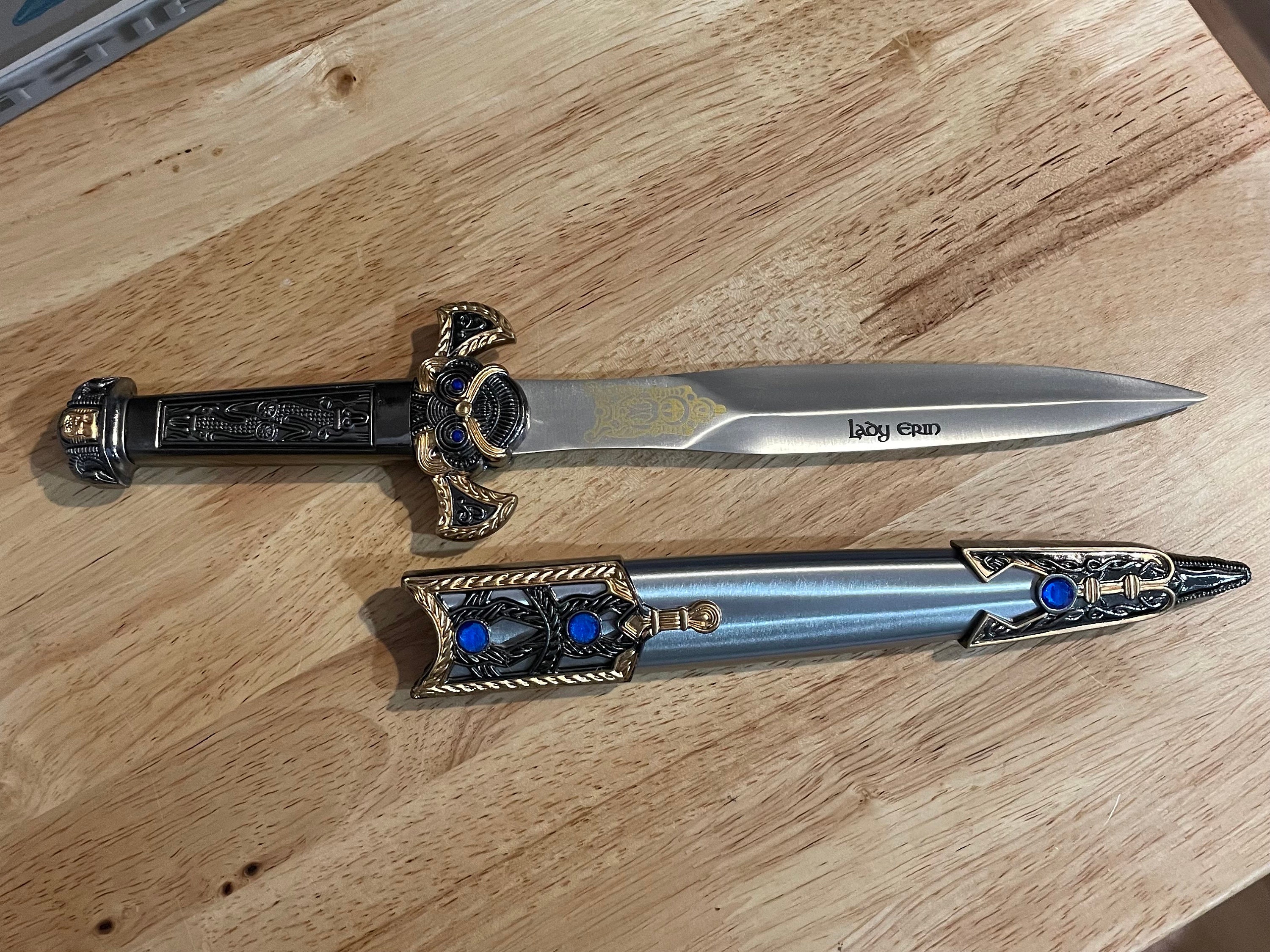 Personalized Jeweled Medieval Dagger | Laser Engraved Blade - Etsy