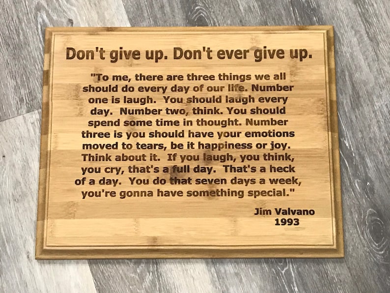Jim Valvano ESPY Speech Plaque | Engraved Wood, 'don't Give Up' - Etsy