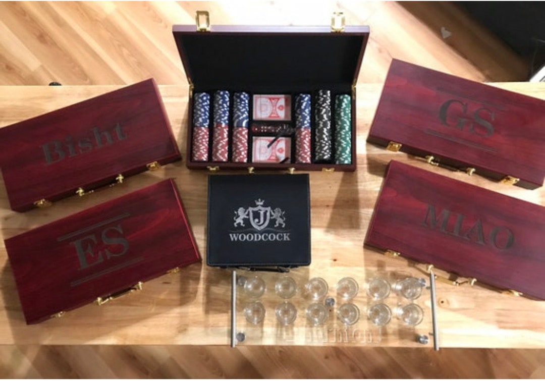 Rosewood Poker Set | 300 Poker Chip Set | Personalized Poker Box ...