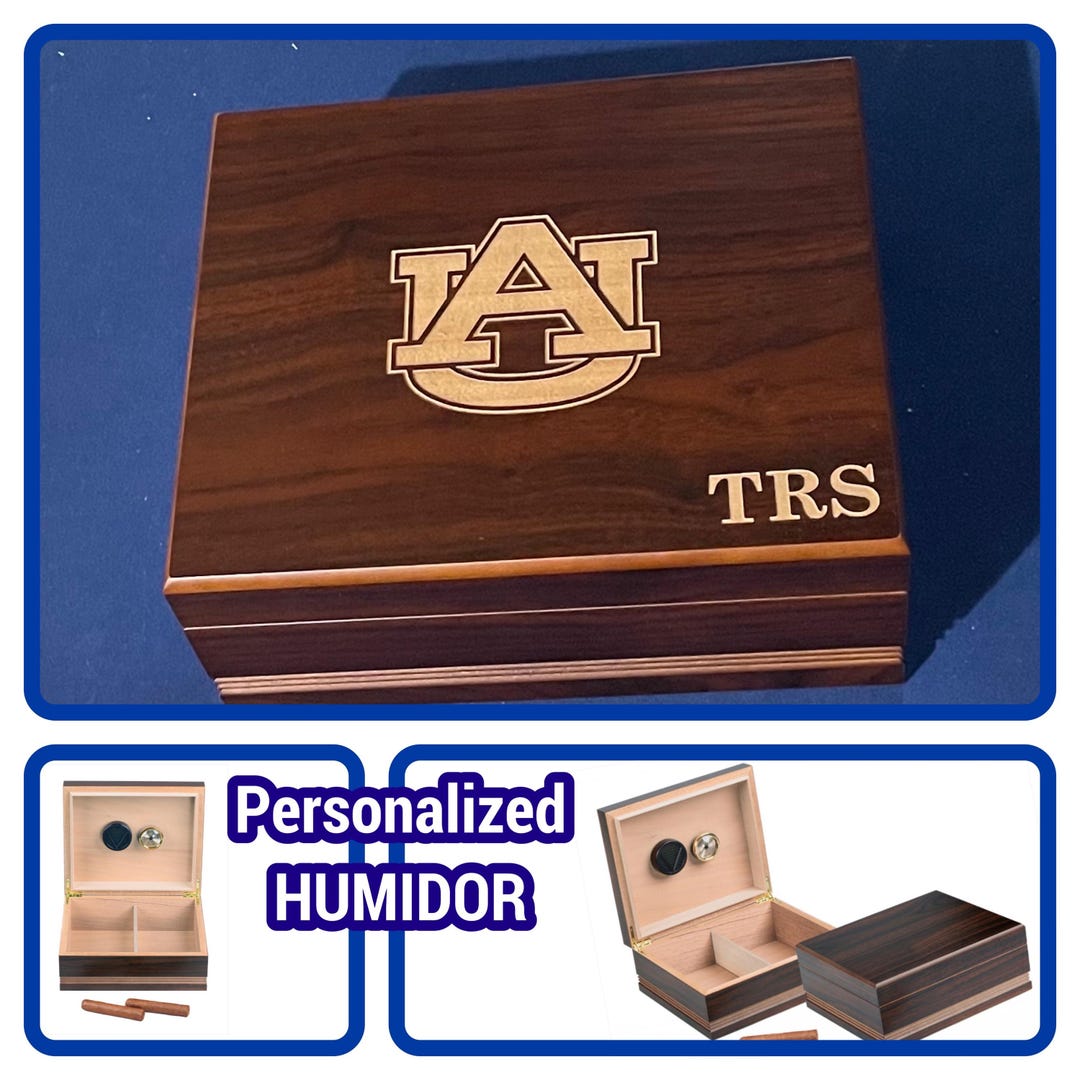 Desktop Humidor | Rich Walnut Finish Humidor | Personalized Laser ...