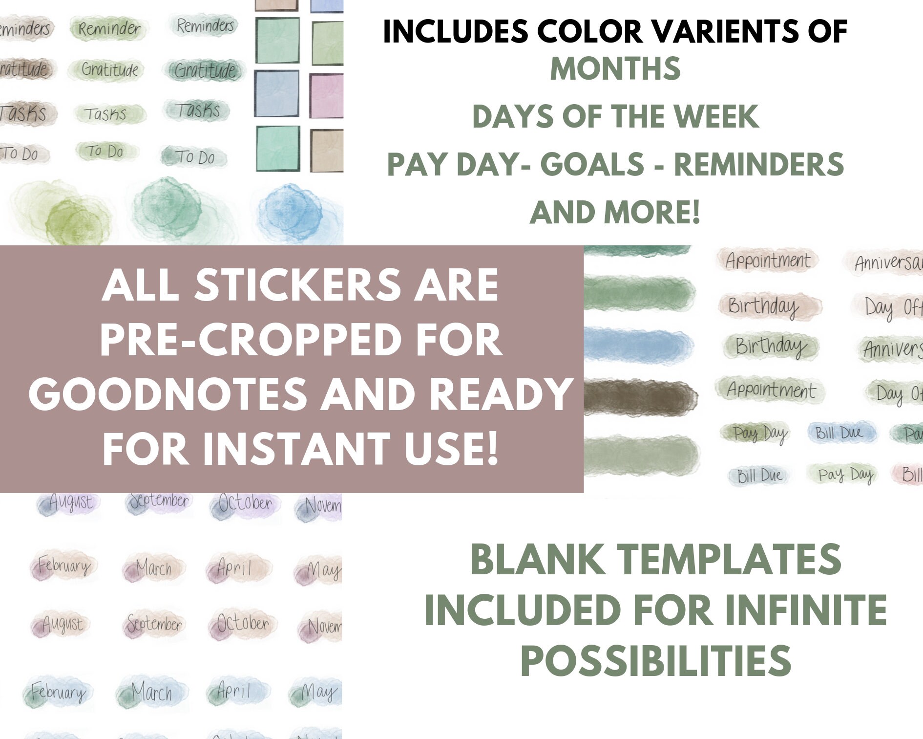 Plan Ahead: ALLISON Digital Hand-drawn Pre-cropped Stickers for Digital ...