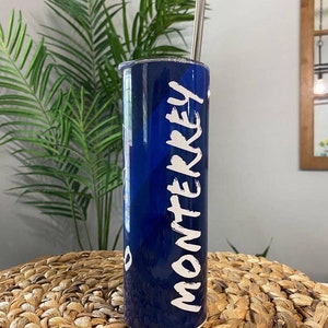 Custom 20oz Skinny Tumbler Rayados De Monterrey White Tumbler With ...