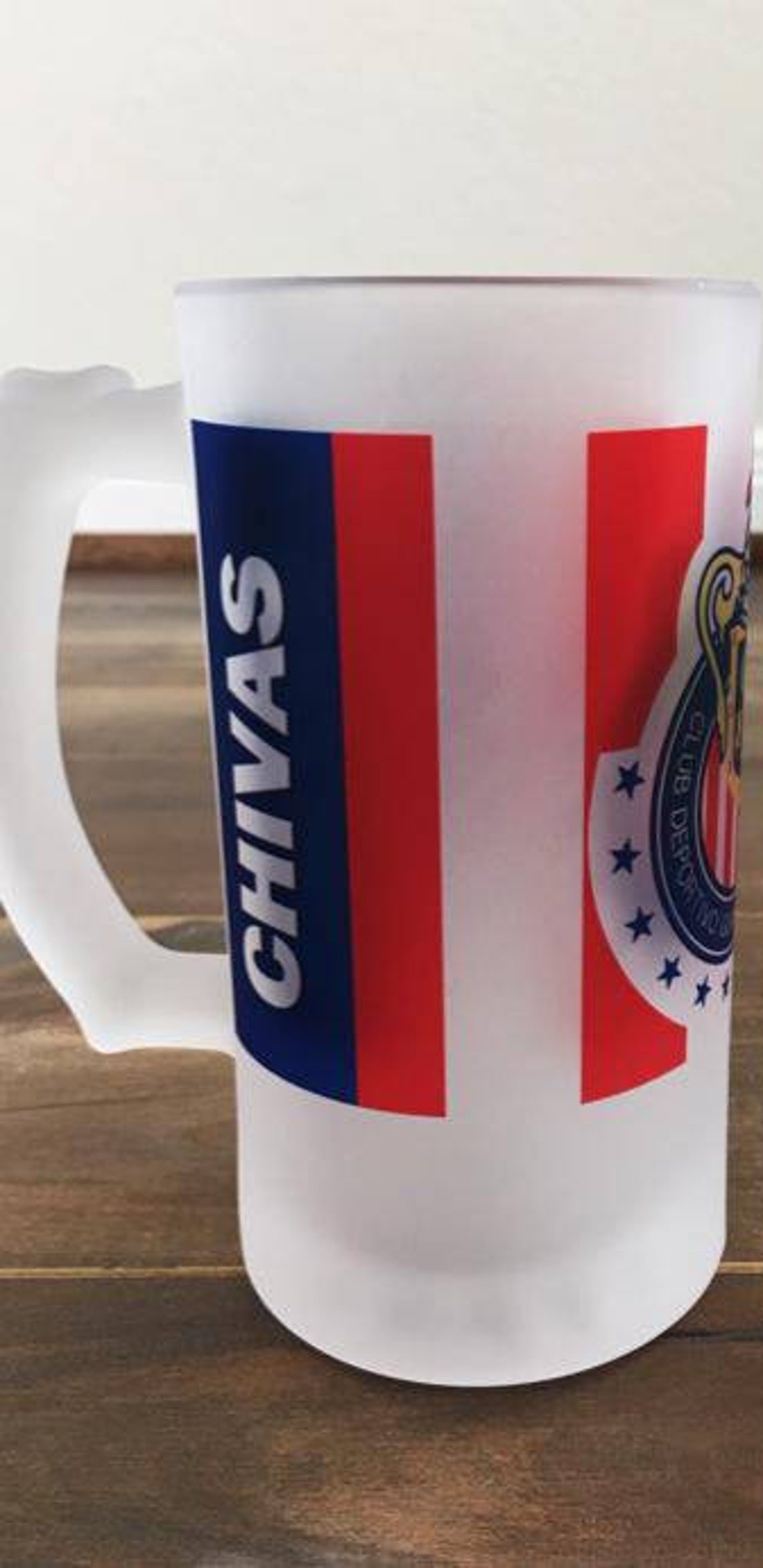 Chivas De Guadalajara Custom 16oz Frosted Glass Beer Mug. Tarro ...