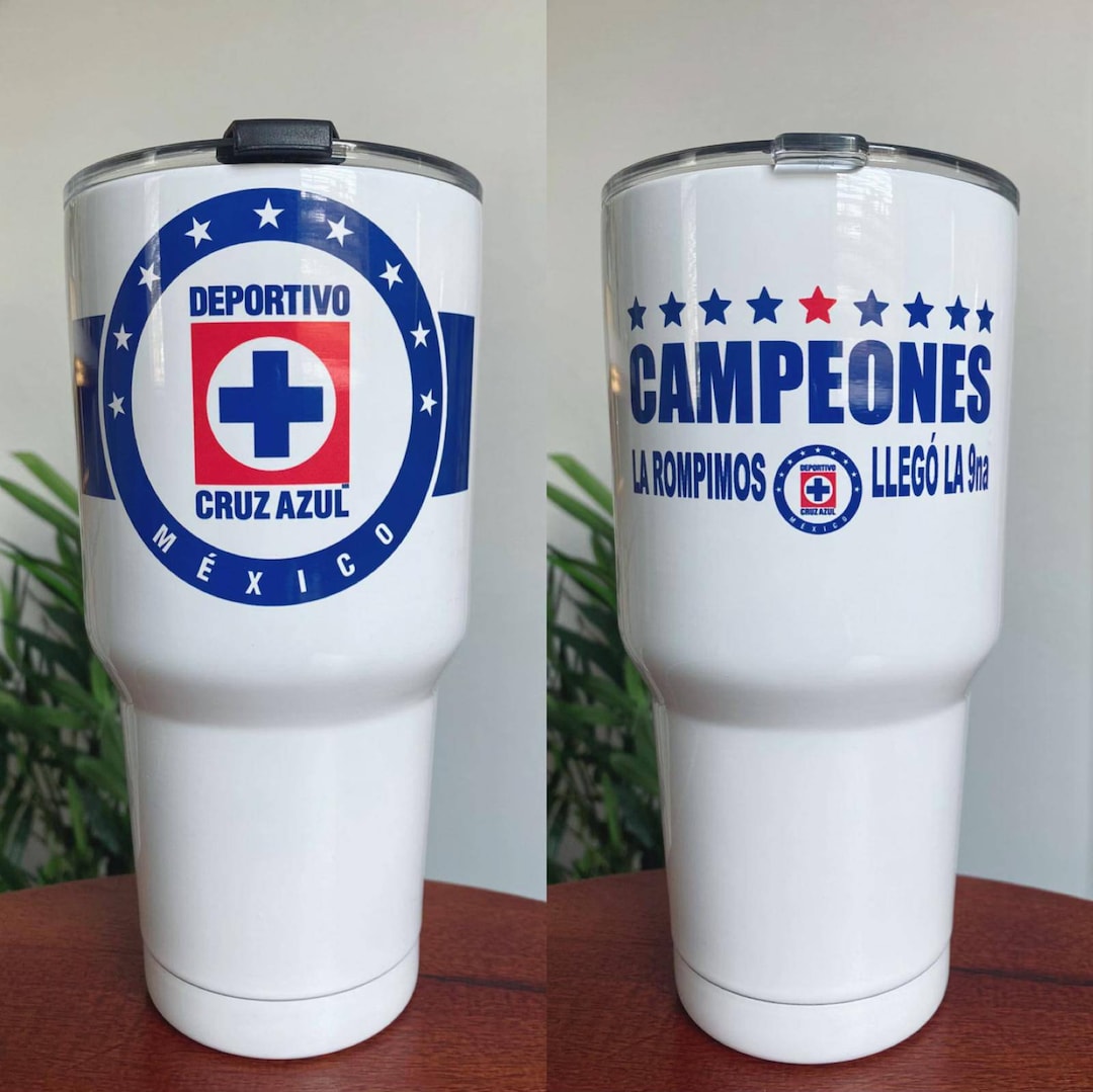 Termo Cruz Azul Campeon 30 Oz Stainless Steel Tumbler White. Coffee Mug ...