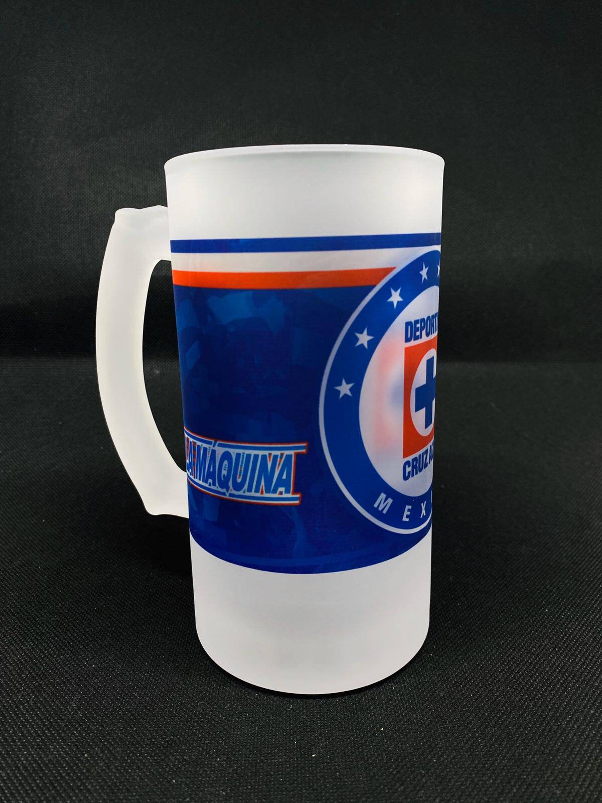 Cruz Azul 16oz frosted glass beer mug. Tarro cervezero de | Etsy