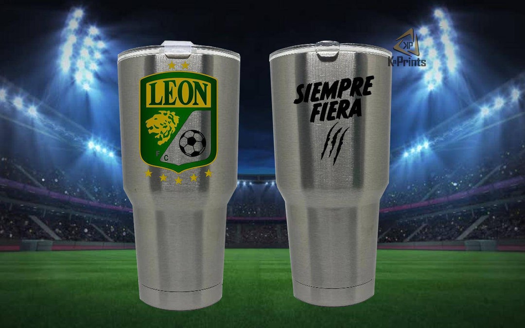 30oz Tumbler Stainless Steel Club Leon Fc Cup. Colors Silver and White ...