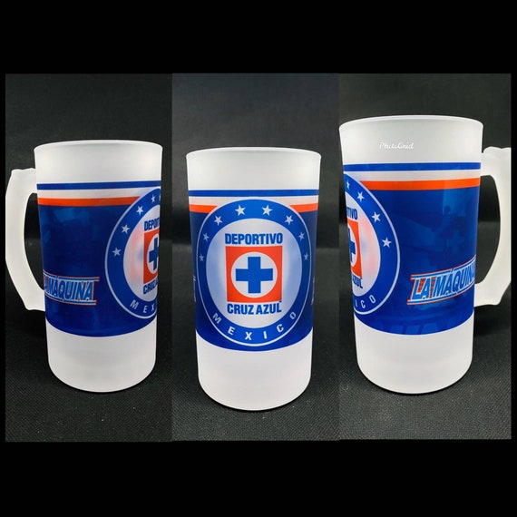 Cruz Azul 16oz frosted glass beer mug. Tarro cervezero de | Etsy