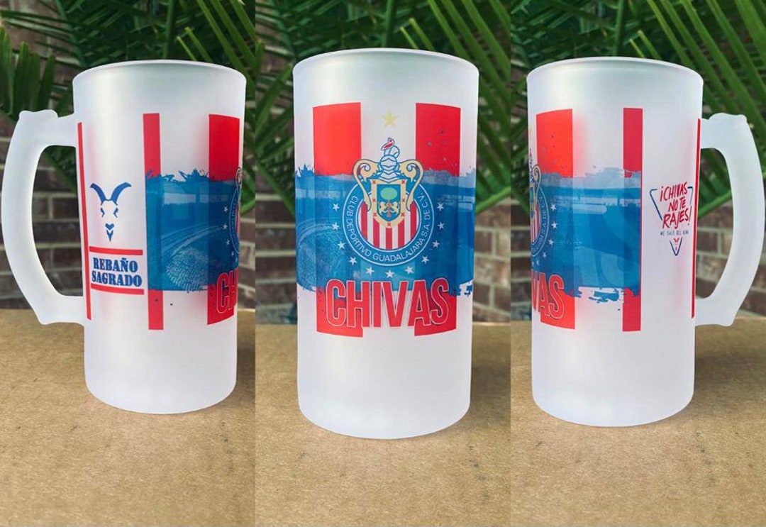 Chivas De Guadalajara Custom 16oz Frosted Glass Beer Mug. Tarro ...