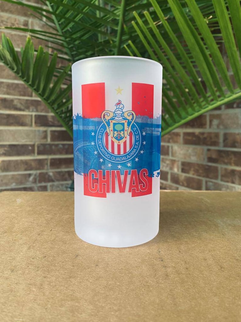 Chivas De Guadalajara Custom 16oz Frosted Glass Beer Mug. Tarro ...