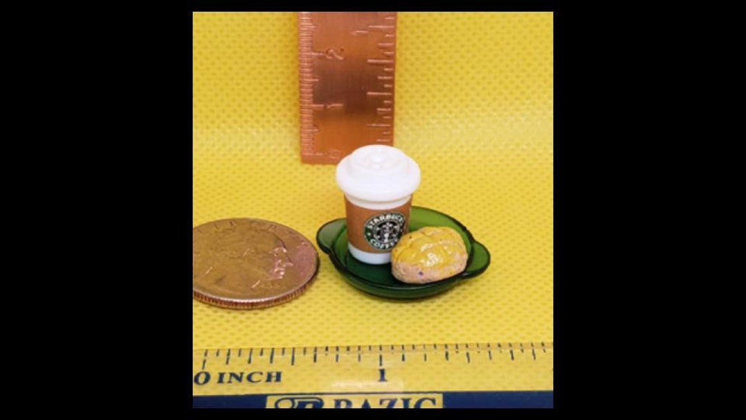 Miniature Concha W Takeout Coffee on Plate for Fashion Dolls or Mini ...