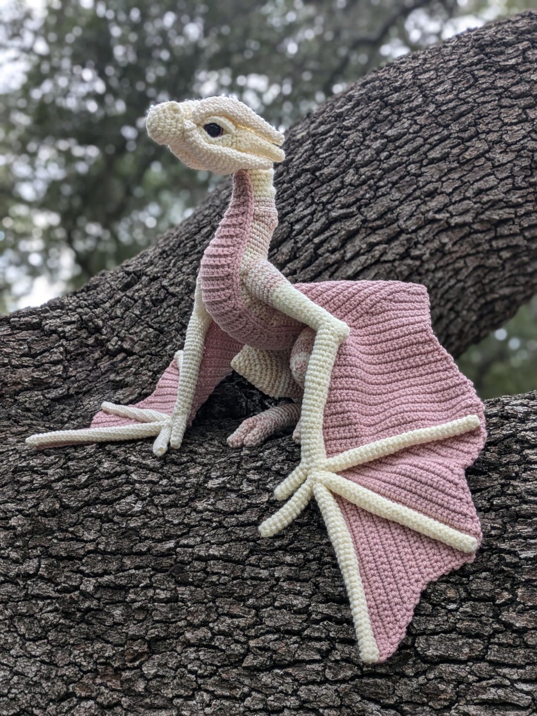 PHYSICAL ITEM Handmade Crochet Large Wyvern in Pink and Cream - Etsy