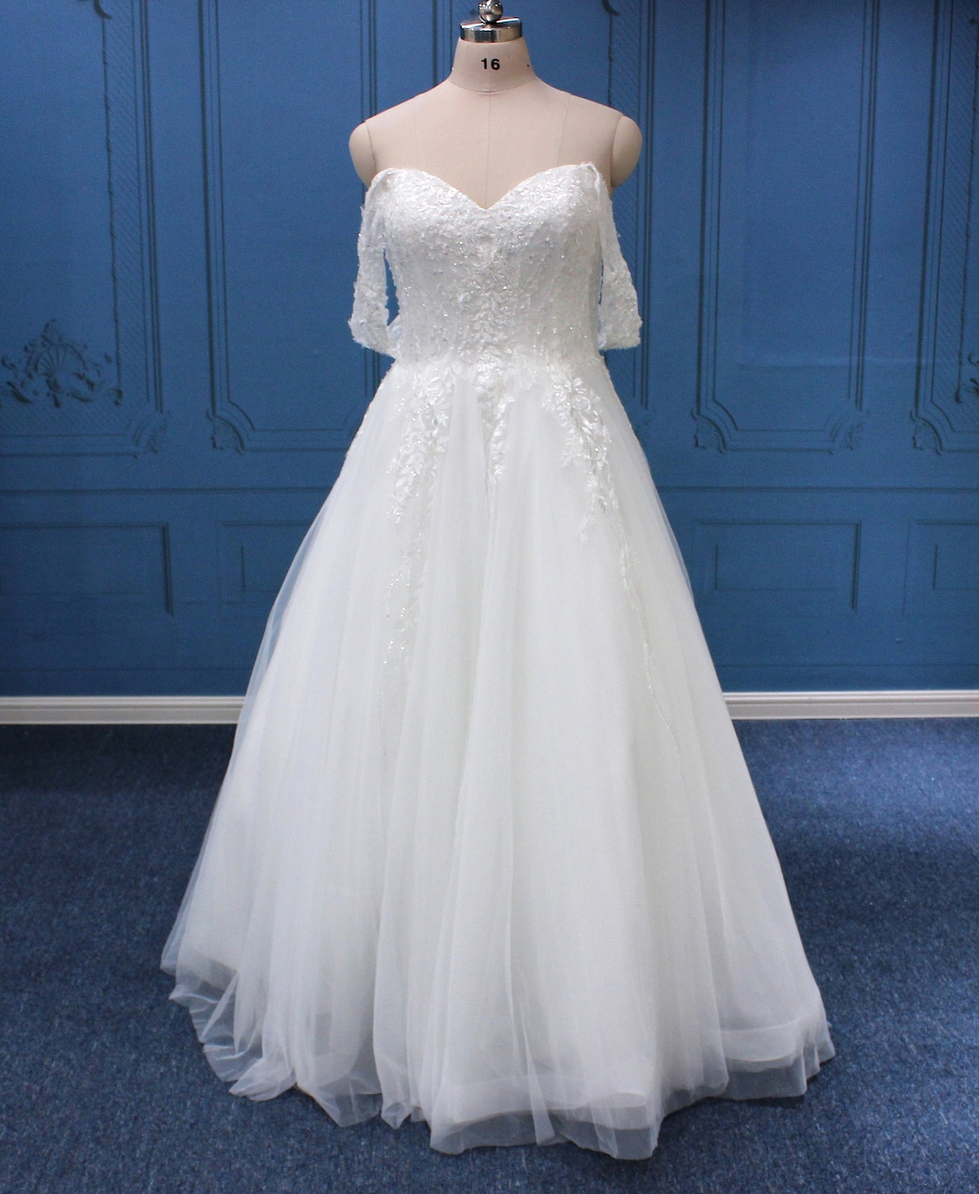 Off the Shoulder, A-line Wedding Dress Without Train, Sweetheart Bodice ...