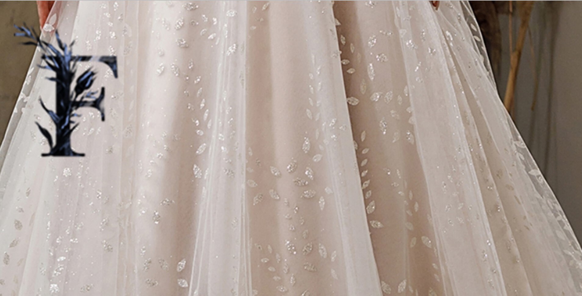 Square Neck Glitter Tulle Leaf Pattern Wedding Dress Wedding - Etsy