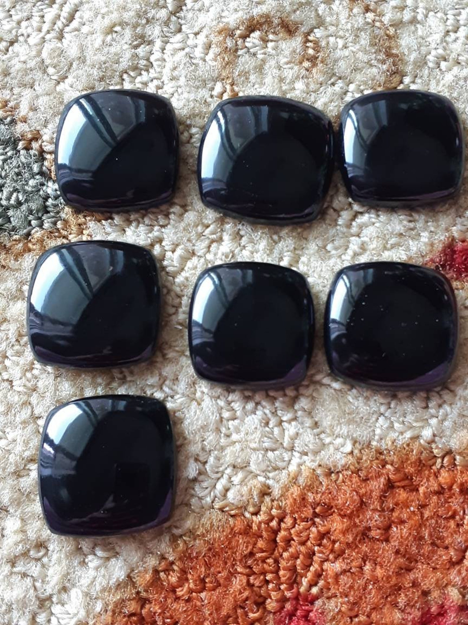 Black Obsidian Square PALMSTONE LARGE Natural Premium - Etsy