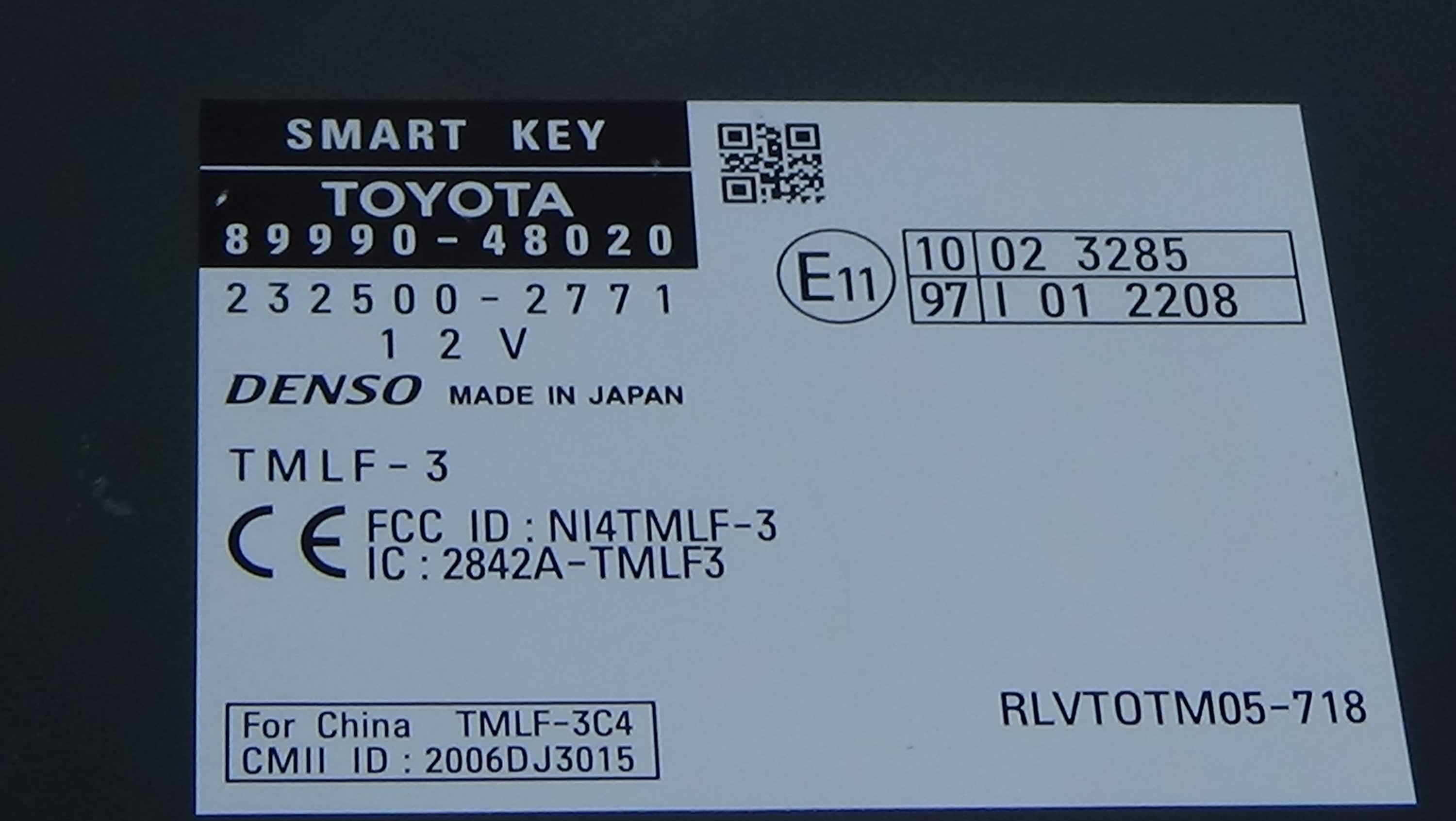 2008-2010 Toyota Highlander Smart Key Module Denso 89990-48020 - Etsy