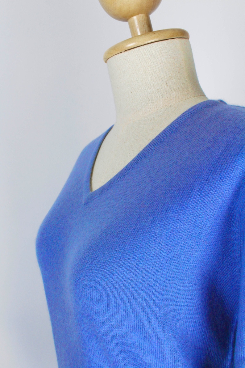 Cornflower Blue Cashmere V-neck Pullover Sweater for Women - Etsy
