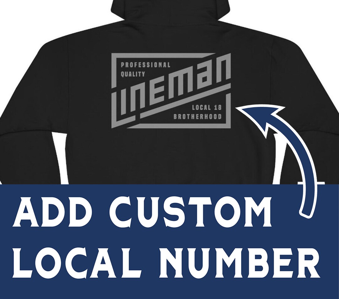 Lineman, Hoodie, Custom Local Number, Blue Collar, Journeyman, IBEW ...